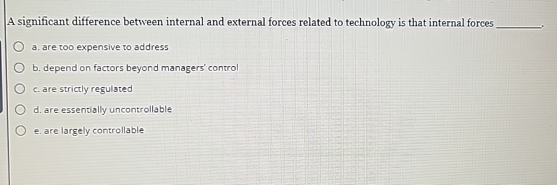 Solved A significant difference between internal and | Chegg.com
