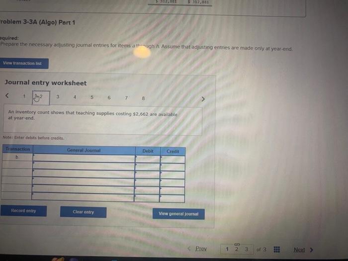 Solved Required information Problem 3-3A (Algo) Preparing | Chegg.com