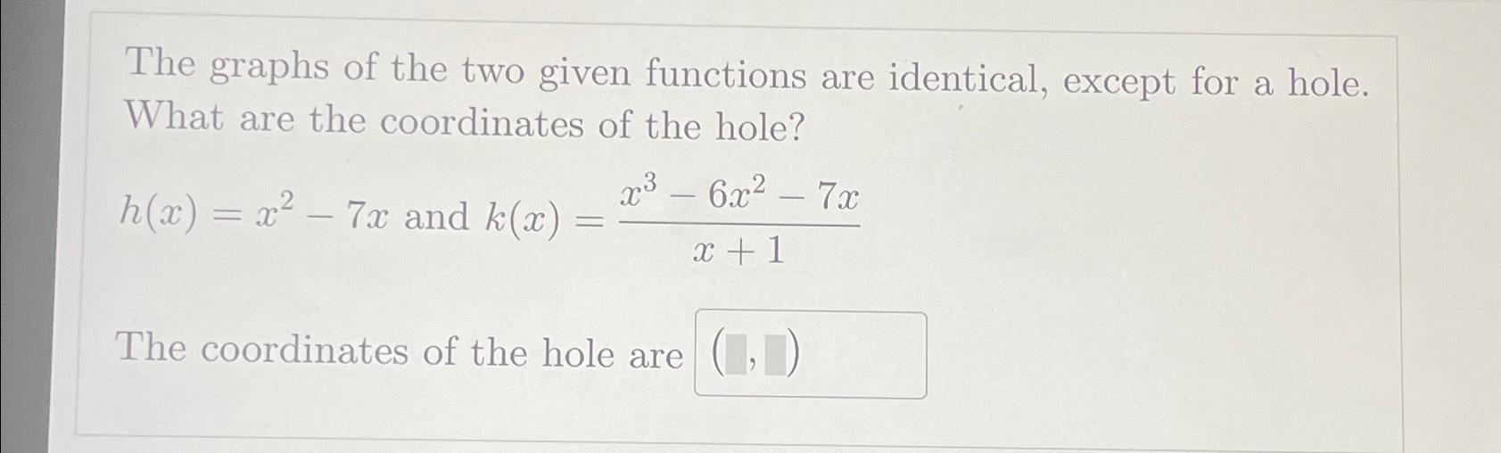 Solved The graphs of the two given functions are identical, | Chegg.com