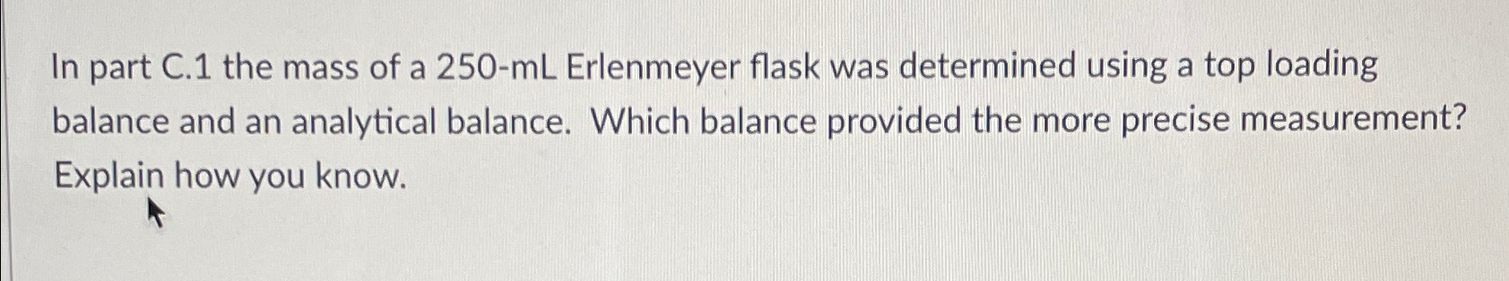 Solved In part C. 1 ﻿the mass of a 250-mL ﻿Erlenmeyer flask | Chegg.com