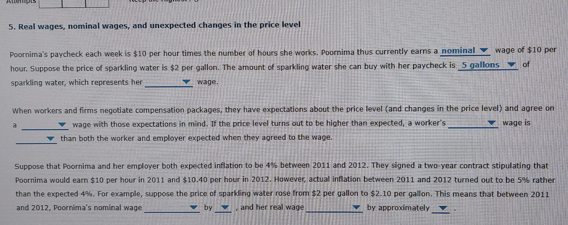 Solved Real wages, nominal wages, and unexpected changes in | Chegg.com