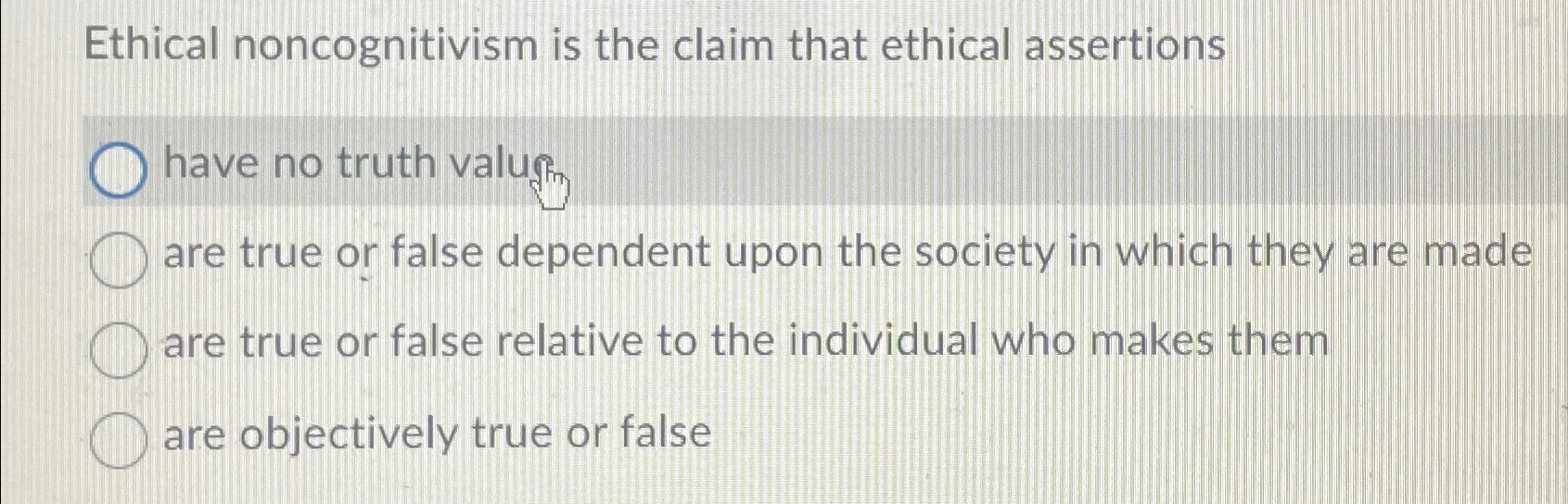 Solved Ethical noncognitivism is the claim that ethical | Chegg.com