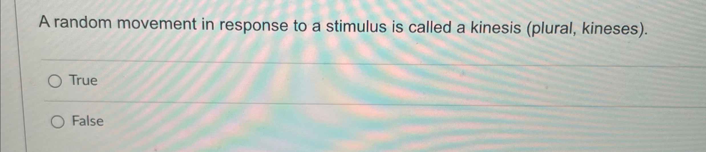 Solved A random movement in response to a stimulus is called | Chegg.com