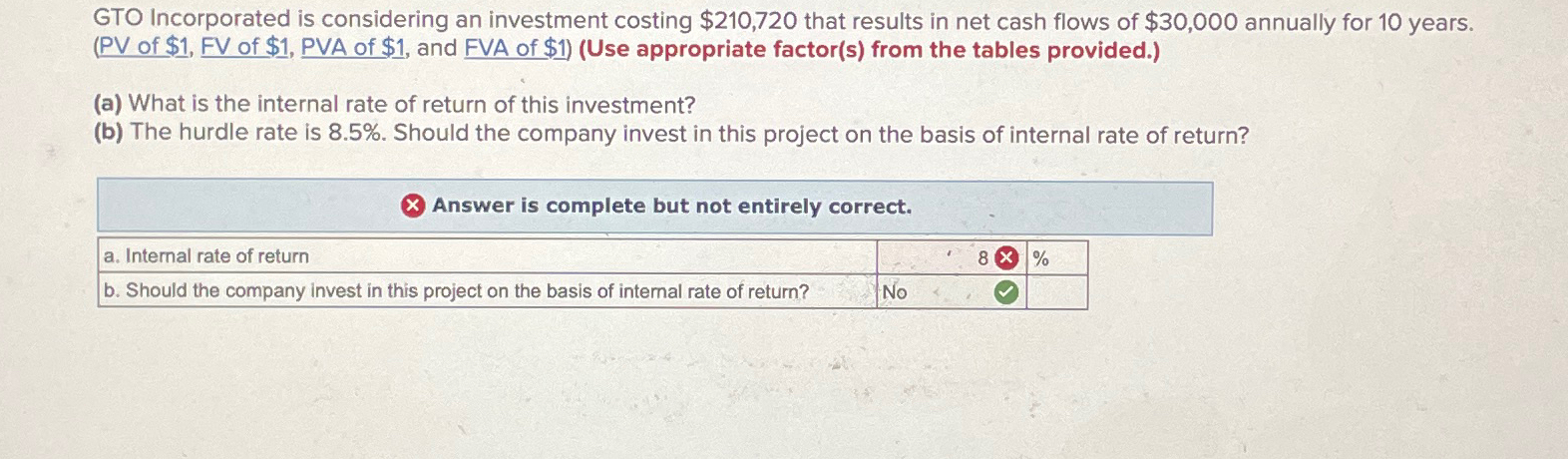 Solved GTO Incorporated is considering an investment costing | Chegg.com