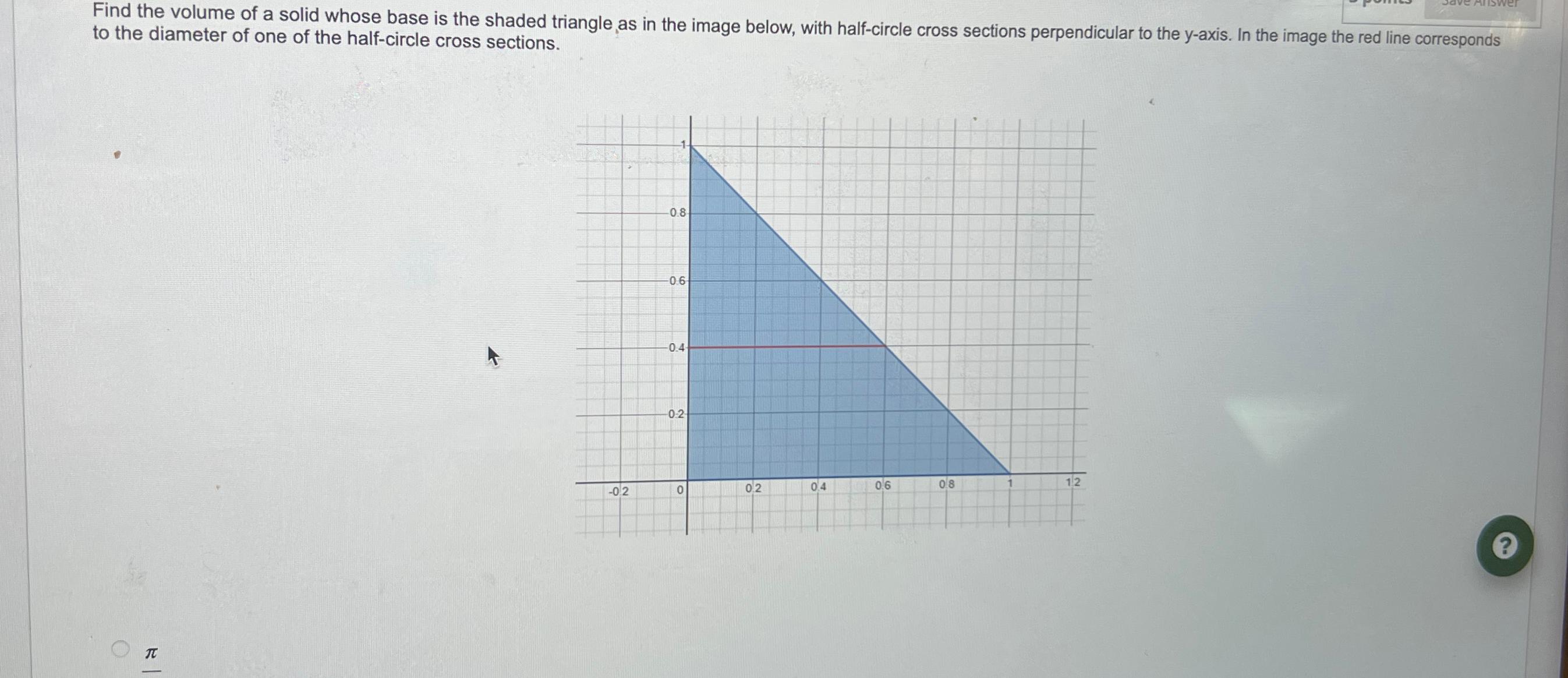 Solved Find the volume of a solid whose base is the shaded | Chegg.com