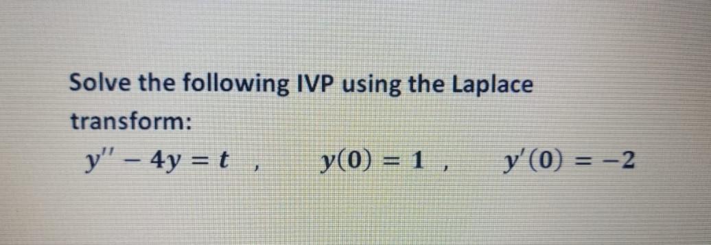 Solved Solve the following IVP using the Laplace transform: | Chegg.com