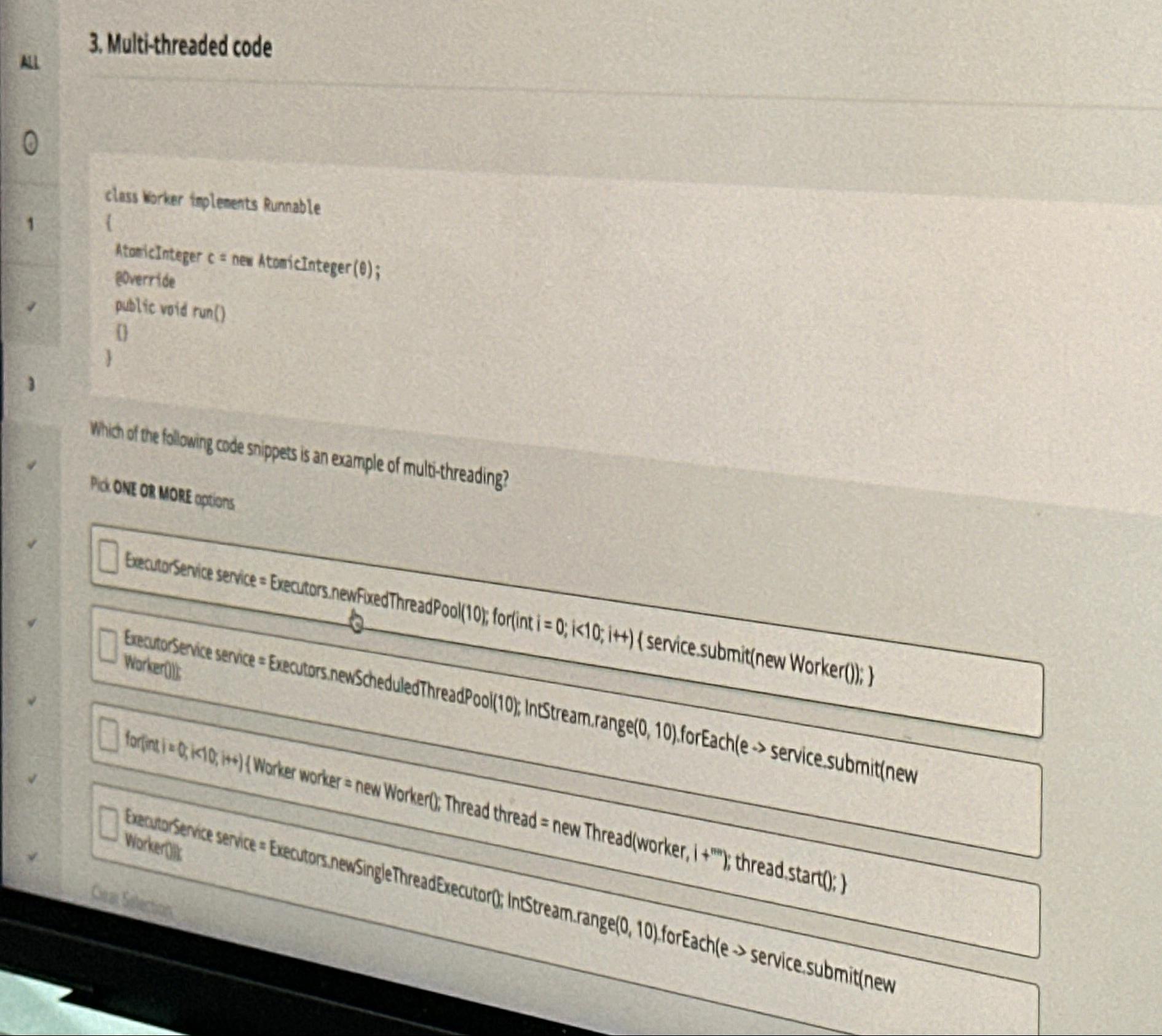Solved Multi-threaded code시class korker toplenents | Chegg.com