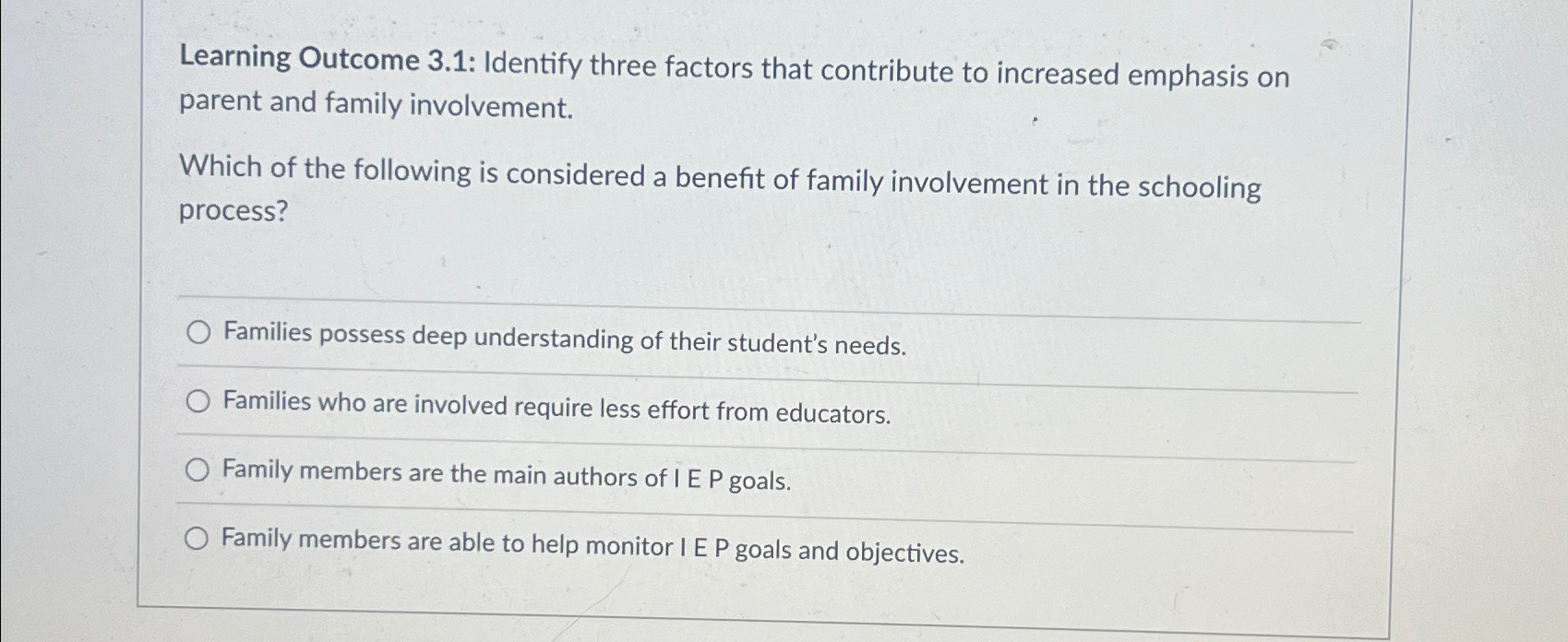 Solved Learning Outcome 3.1: Identify three factors that | Chegg.com