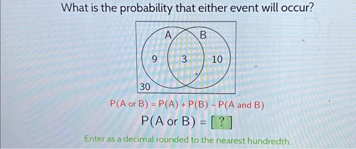 Solved What is the probability that either event will occur? | Chegg.com