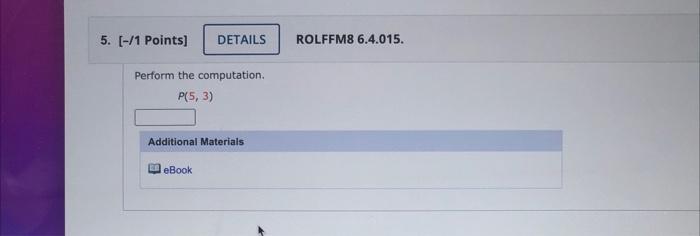 Solved Perform the computation. P(5,3) | Chegg.com
