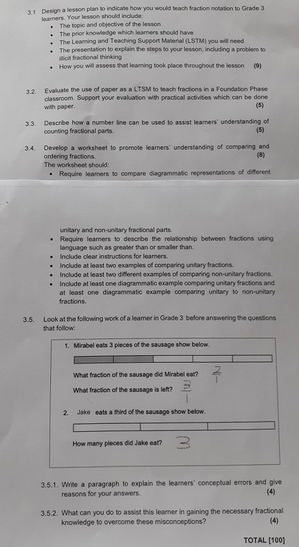 Solved 3.1 Design a lesson plan to indicate how you would | Chegg.com
