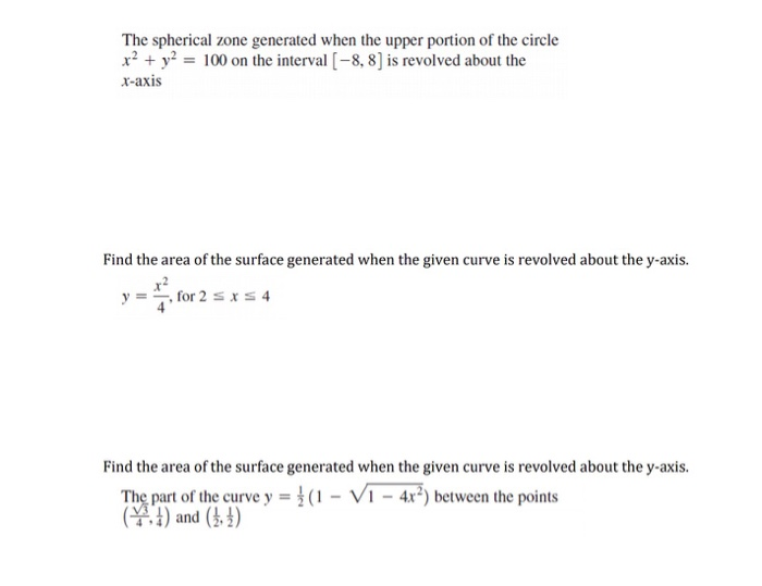 Solved The spherical zone generated when the upper portion | Chegg.com