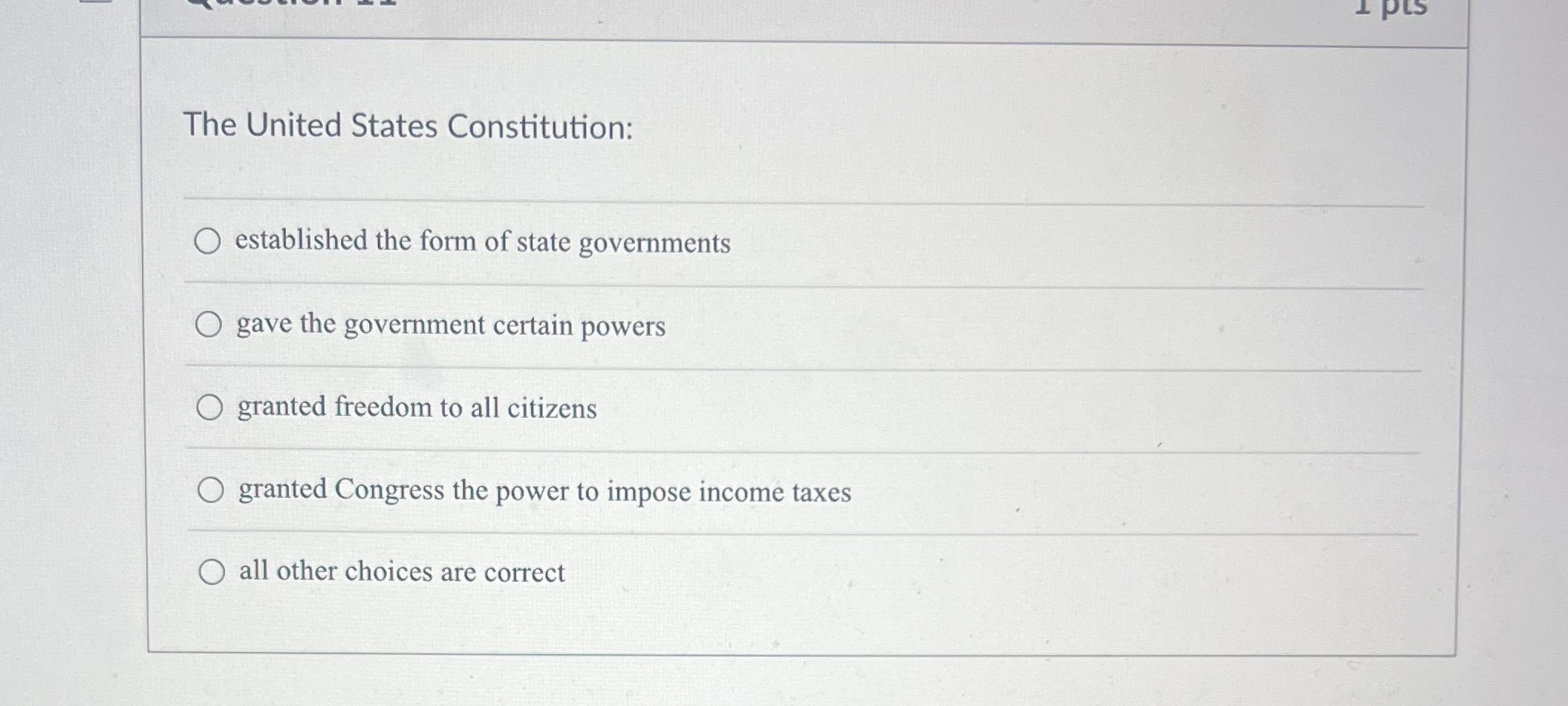 Solved The United States Constitution:established the form | Chegg.com