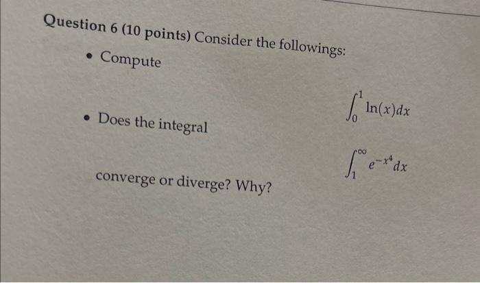 Solved Question 6 (10 points) Consider the followings: - | Chegg.com