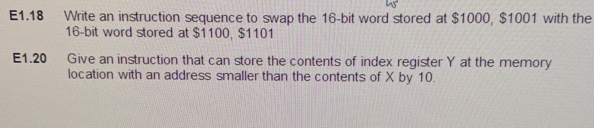 Solved E118 Write An Instruction Sequence To Swap The