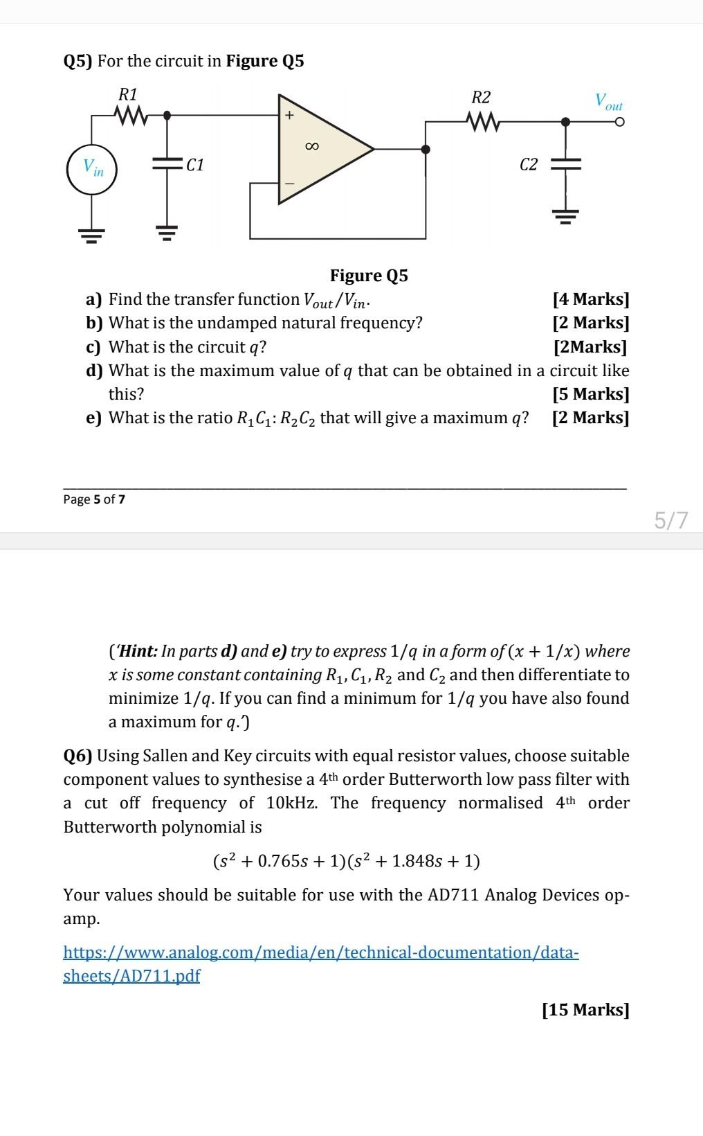 Solved (1) Consider the Operational amplifier circuit shown | Chegg.com