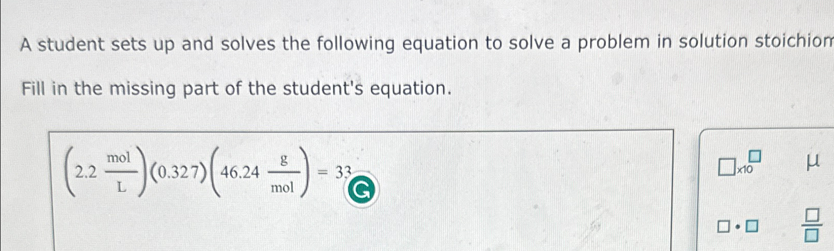 Solved A student sets up and solves the following equation | Chegg.com