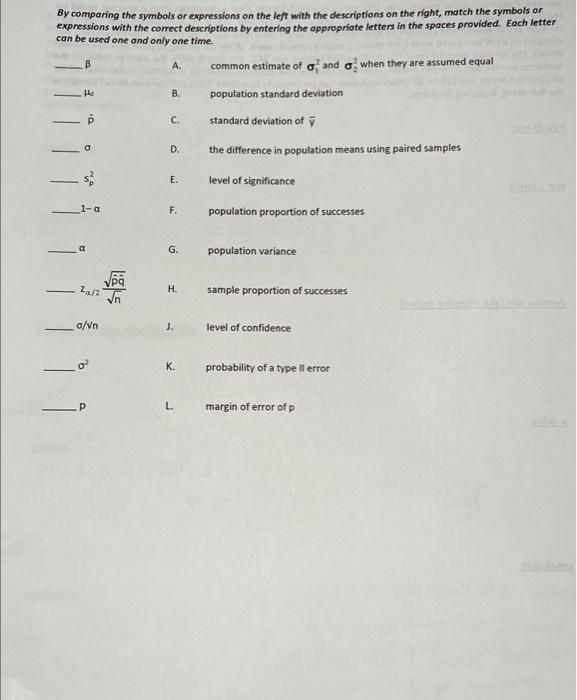 Solved By comparing the symbols or expressions on the left | Chegg.com