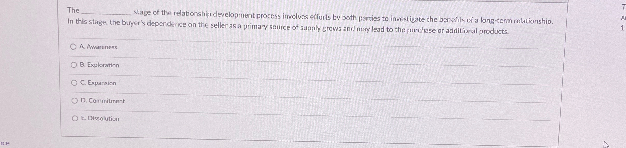 Solved The q, ﻿stage of the relationship development process | Chegg.com