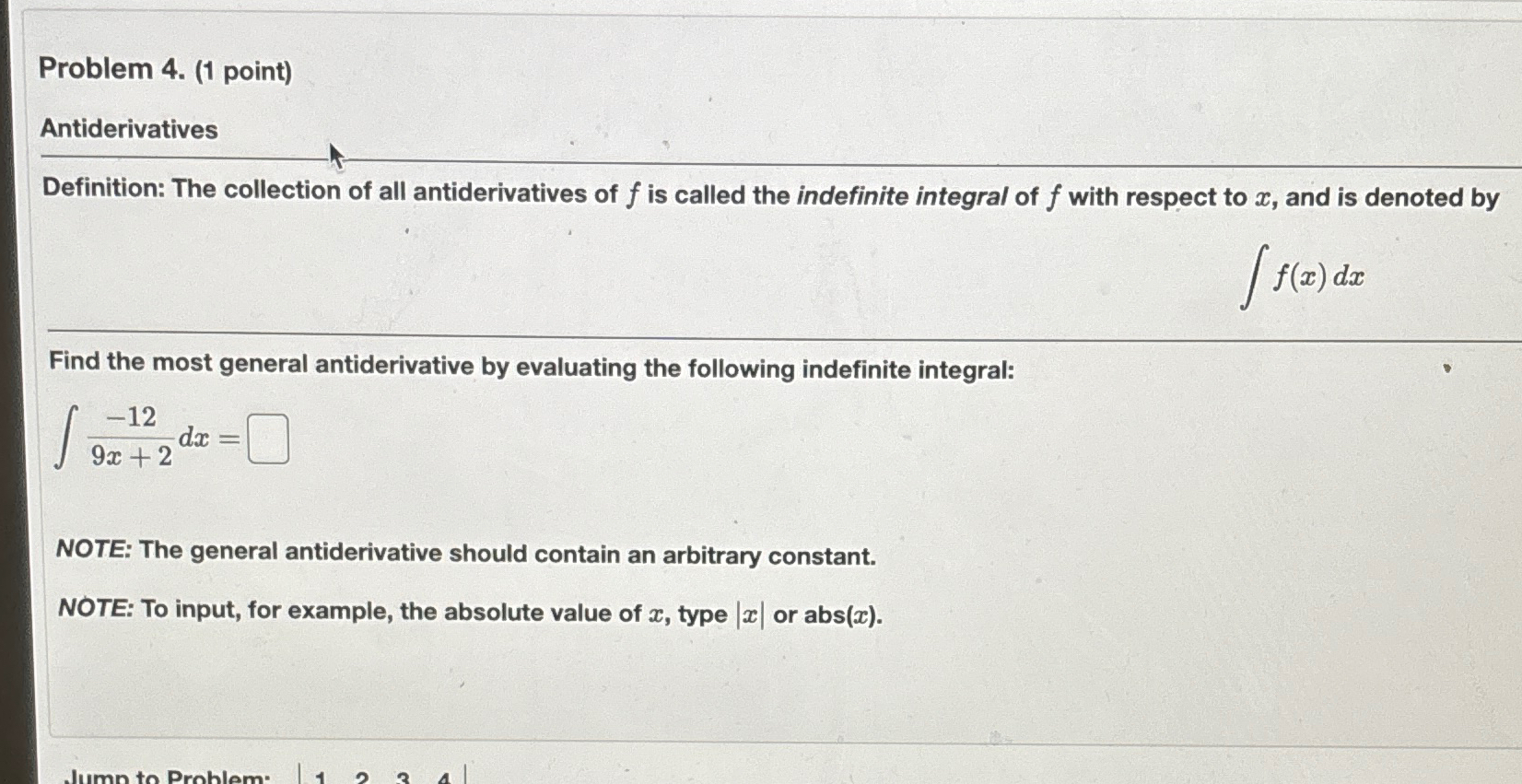 Solved Problem 4. (1 ﻿point)AntiderivativesDefinition: The | Chegg.com