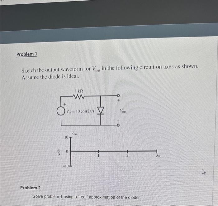 Solved Sketch the output waveform for Vout in the following | Chegg.com