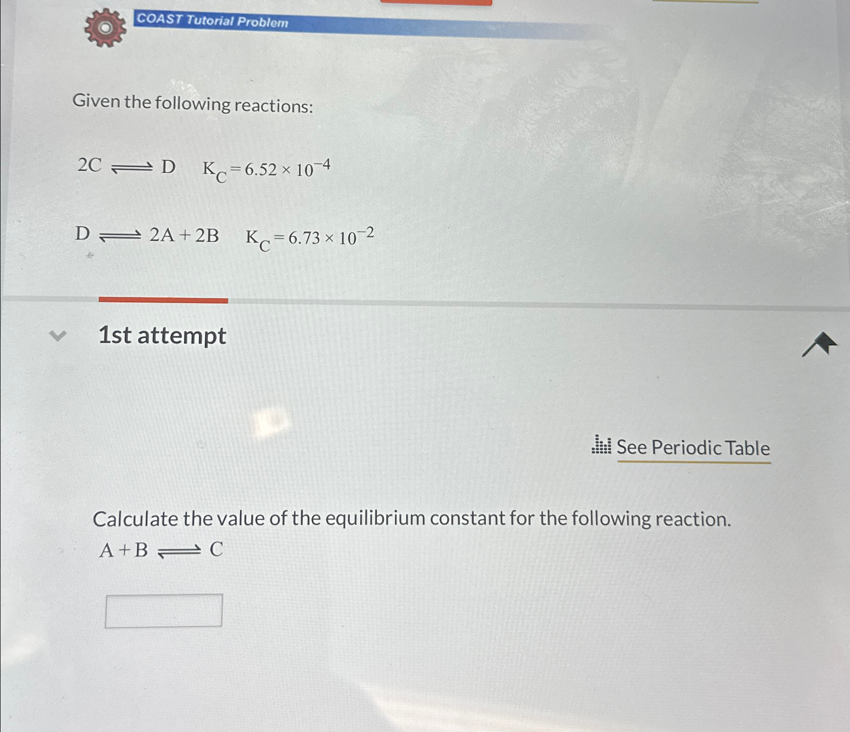 Solved COAST Tutorial ProblemGiven the following | Chegg.com