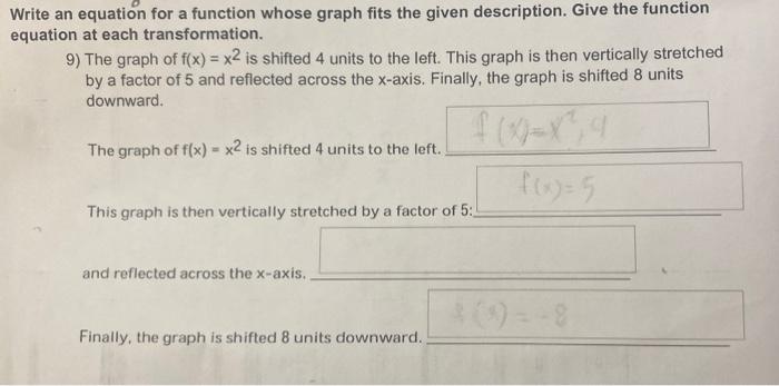 Write an equation for a function whose graph fits the | Chegg.com