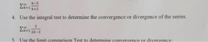 Solved 4. Use the integral test to determine the convergence | Chegg.com