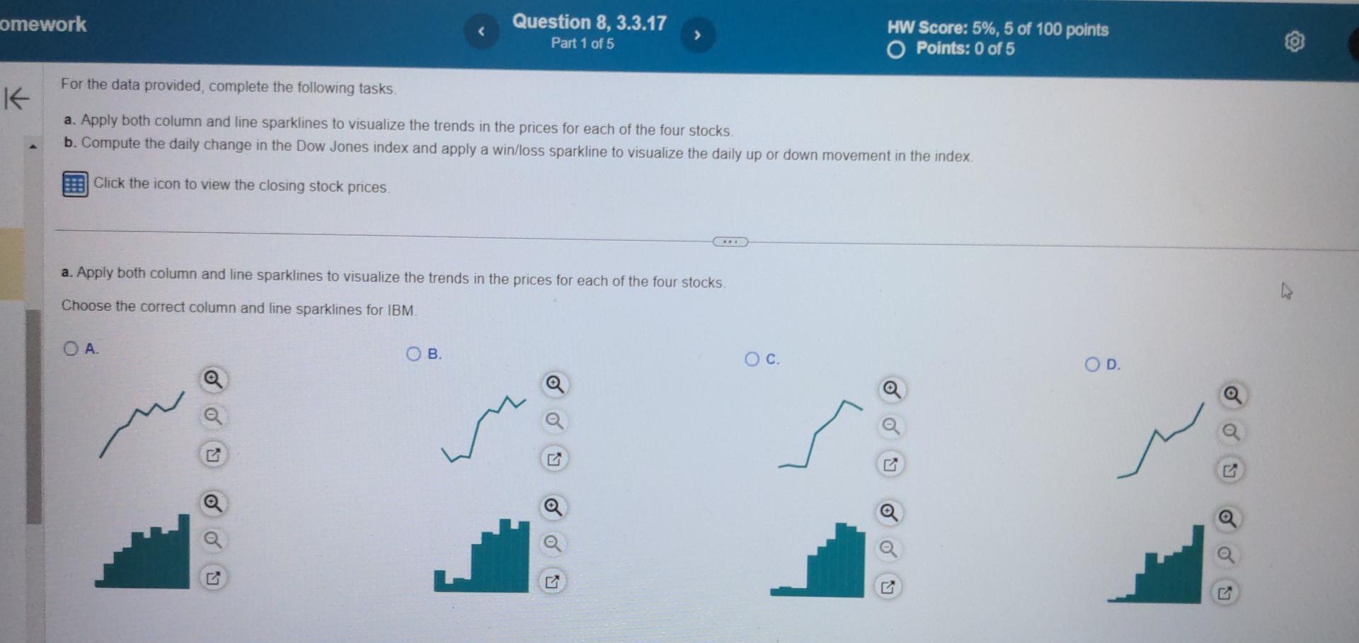 Solved a. Apply both column and line sparklines to visualize | Chegg.com