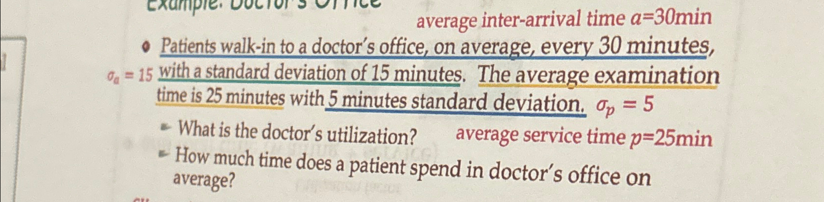 Solved average inter-arrival time a=30minPatients walk-in to | Chegg.com