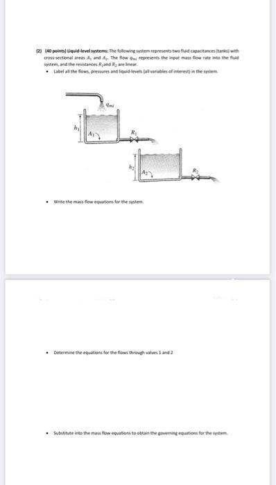 Solved Liquid-level systems: The following system represents | Chegg.com