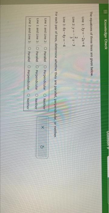 Solved The equations of three lines are given below. Line | Chegg.com