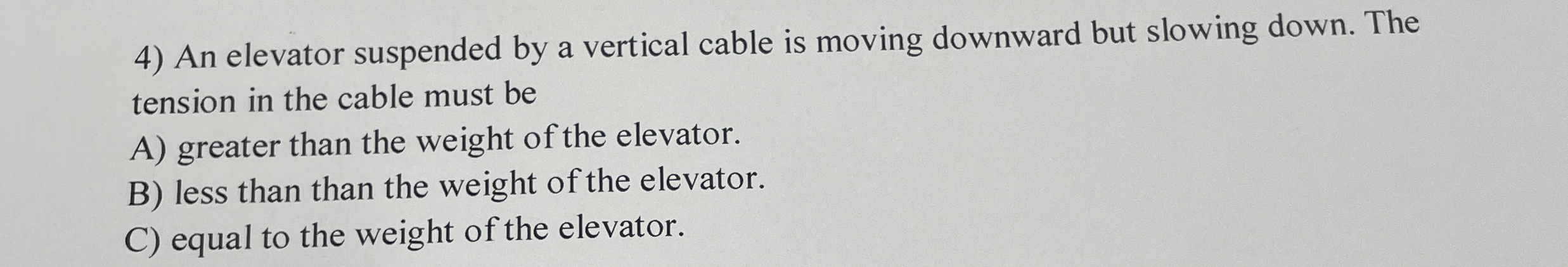 Solved An elevator suspended by a vertical cable is moving | Chegg.com