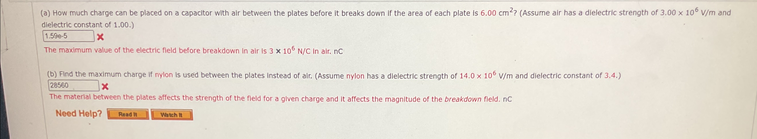 Solved dielectric constant of 1.00 .)The maximum value of | Chegg.com