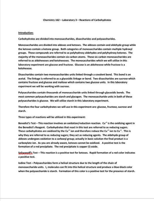 Chemistry 162 - Laboratory 3- Reactions of | Chegg.com