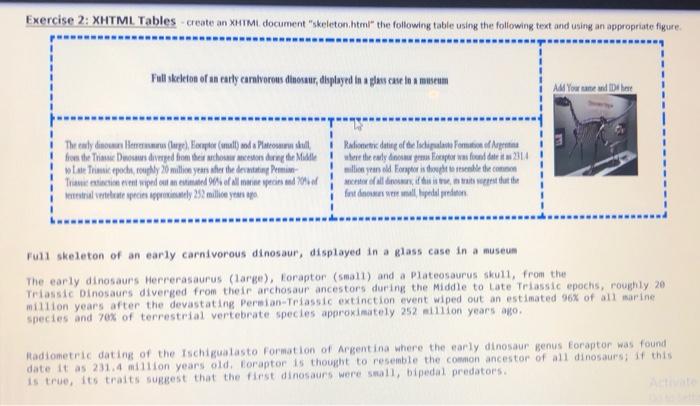 Solved Exercise 2 Xhtml Tables Create An Xhtml Document 