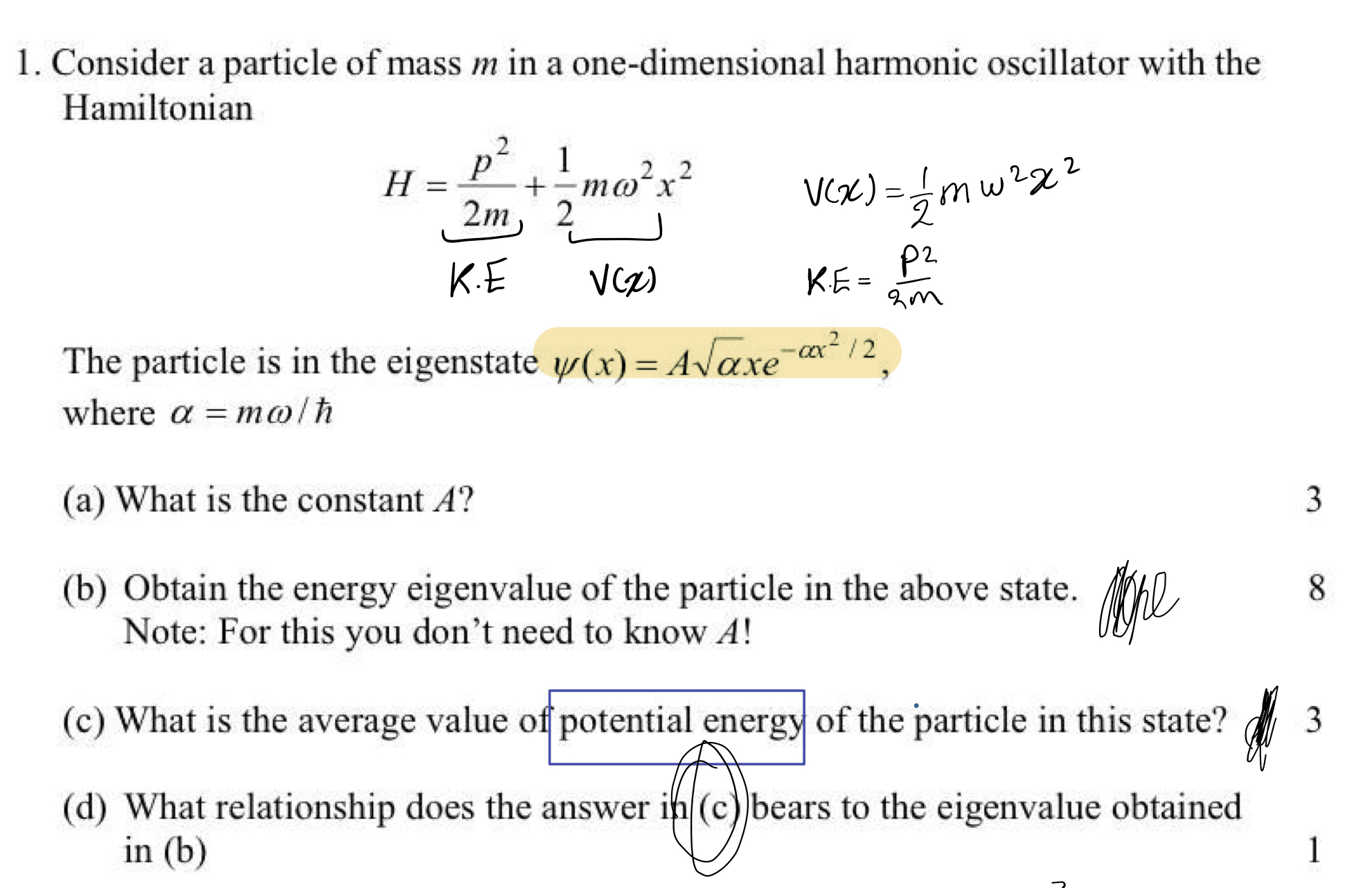Solved Consider a particle of mass m ﻿in a one-dimensional | Chegg.com