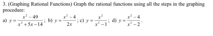 Solved 3. (Graphing Rational Functions) Graph the rational | Chegg.com