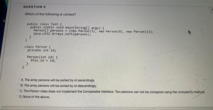 Solved Which of the following is correct? public class Test | Chegg.com