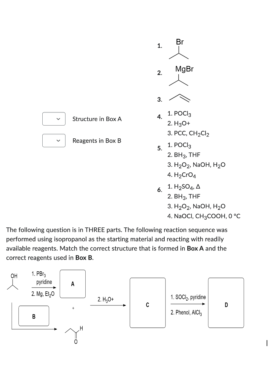 Structure in Box A1.POCl3H3O+PCC,CH2Cl2Reagents in | Chegg.com