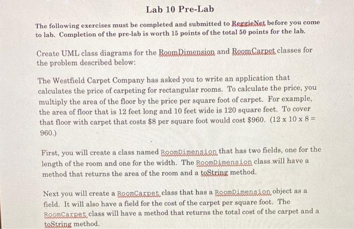 Solved Lab 10 Pre-Lab The following exercises must be | Chegg.com