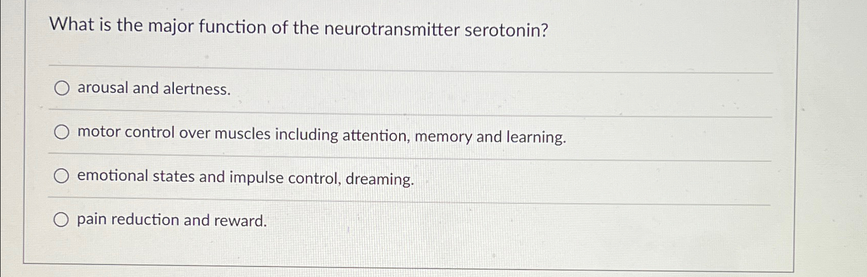 Solved What is the major function of the neurotransmitter | Chegg.com