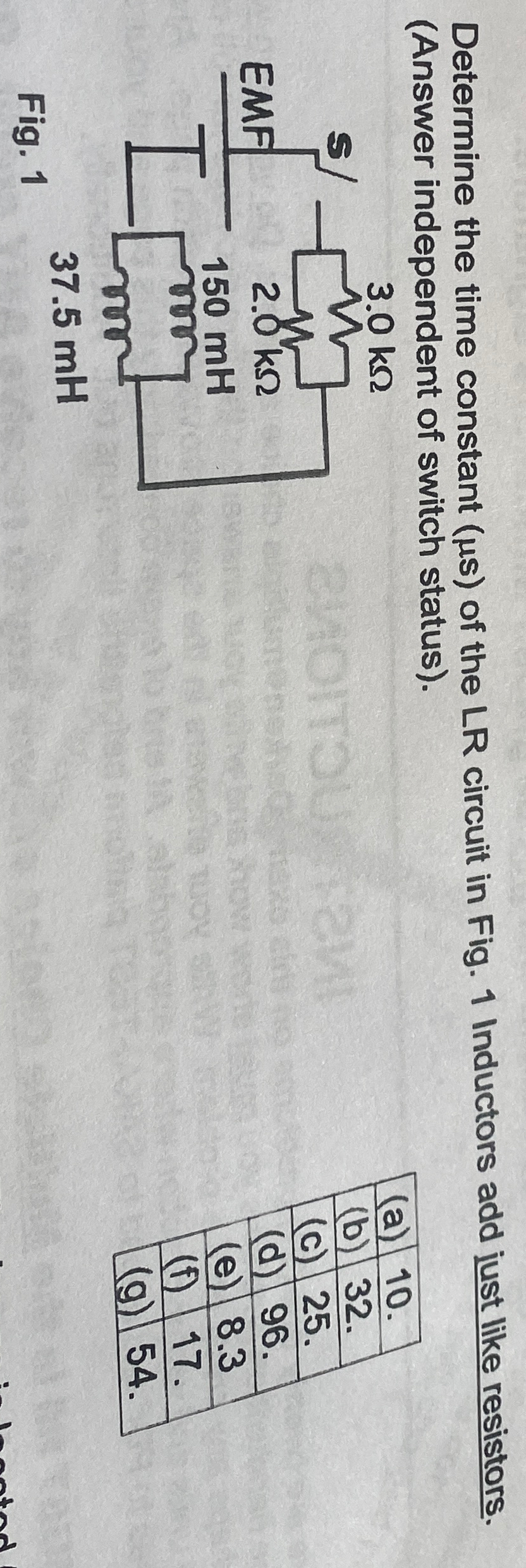 Solved Determine the time constant ( μ ﻿s) ﻿of the LR | Chegg.com