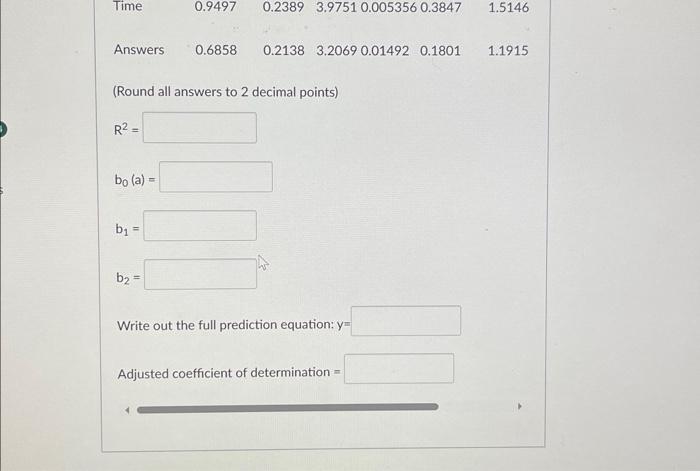 Solved assume X1= Time and X2= Answers, use the following | Chegg.com