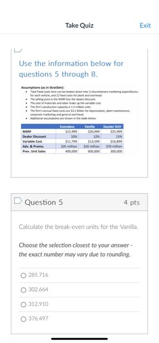 Use the information below for questions 5 through 8 . | Chegg.com