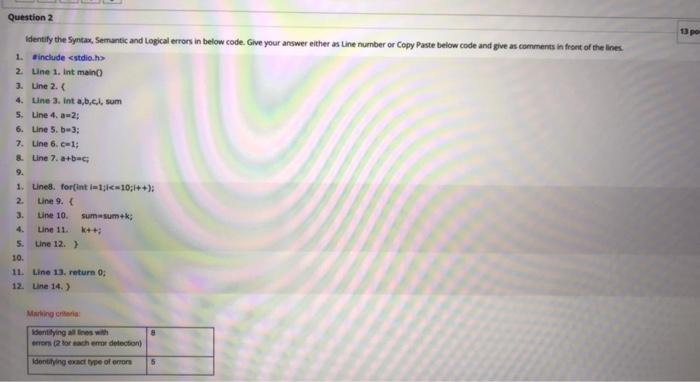 Solved Question 2 1 po Identify the Syntax, Semantic and | Chegg.com