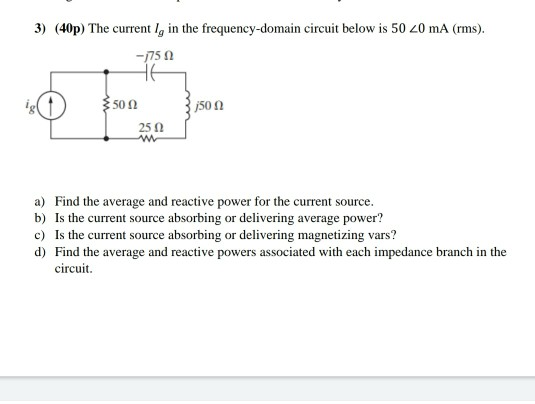 Solved The current 𝐼𝑔 in the frequency-domain circuit | Chegg.com