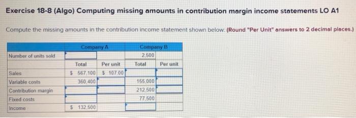 Solved Exercise 18-8 (Algo) Computing missing amounts in | Chegg.com Solved Exercise 18-8 (Algo) Computing missing amounts in | Chegg.com