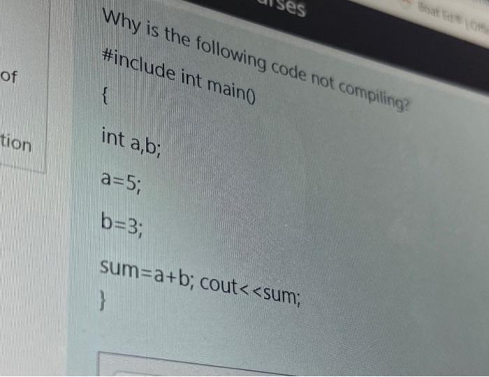 Solved Why is the following code not compiling? *include int | Chegg.com