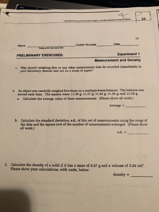 Solved MacBook Pro esc 23 Laboratory Marnual for General, | Chegg.com